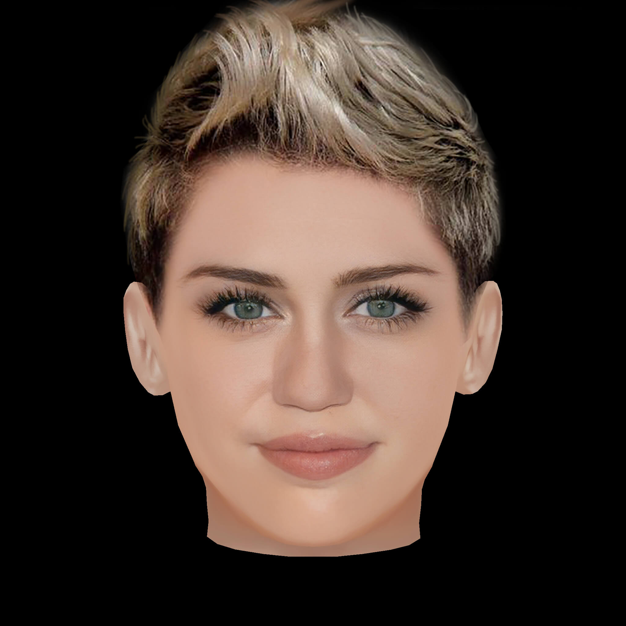 Miley Cyrus Head - Low Poly Head For Game - No Hair 3D Model [Request]