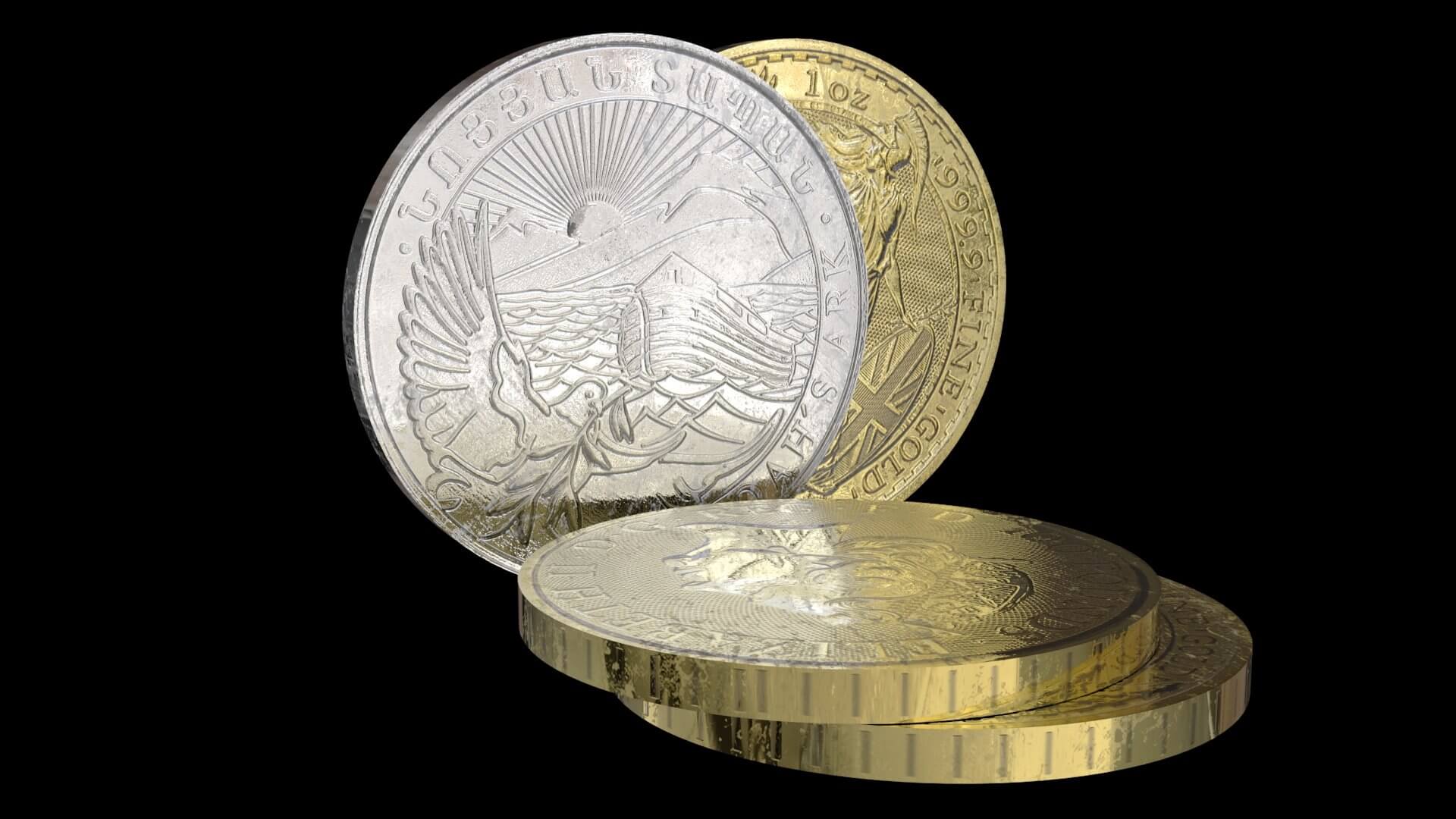 12 Silver And Gold Coins Collection 3D Model [Request]