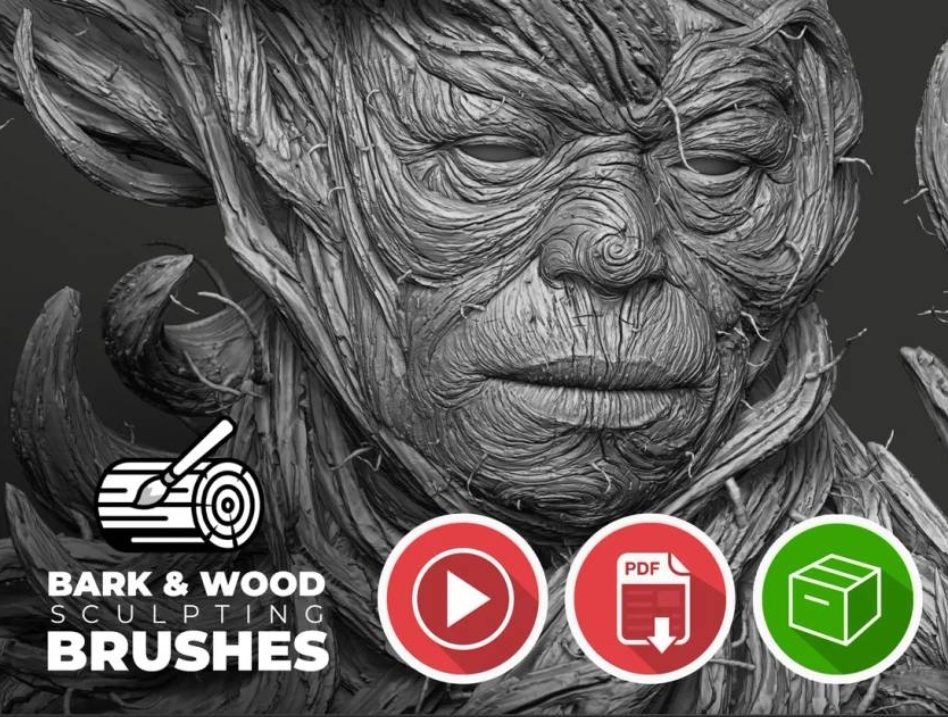 Bark & Wood Brushes Pack 2025 - Free Daz 3D Models