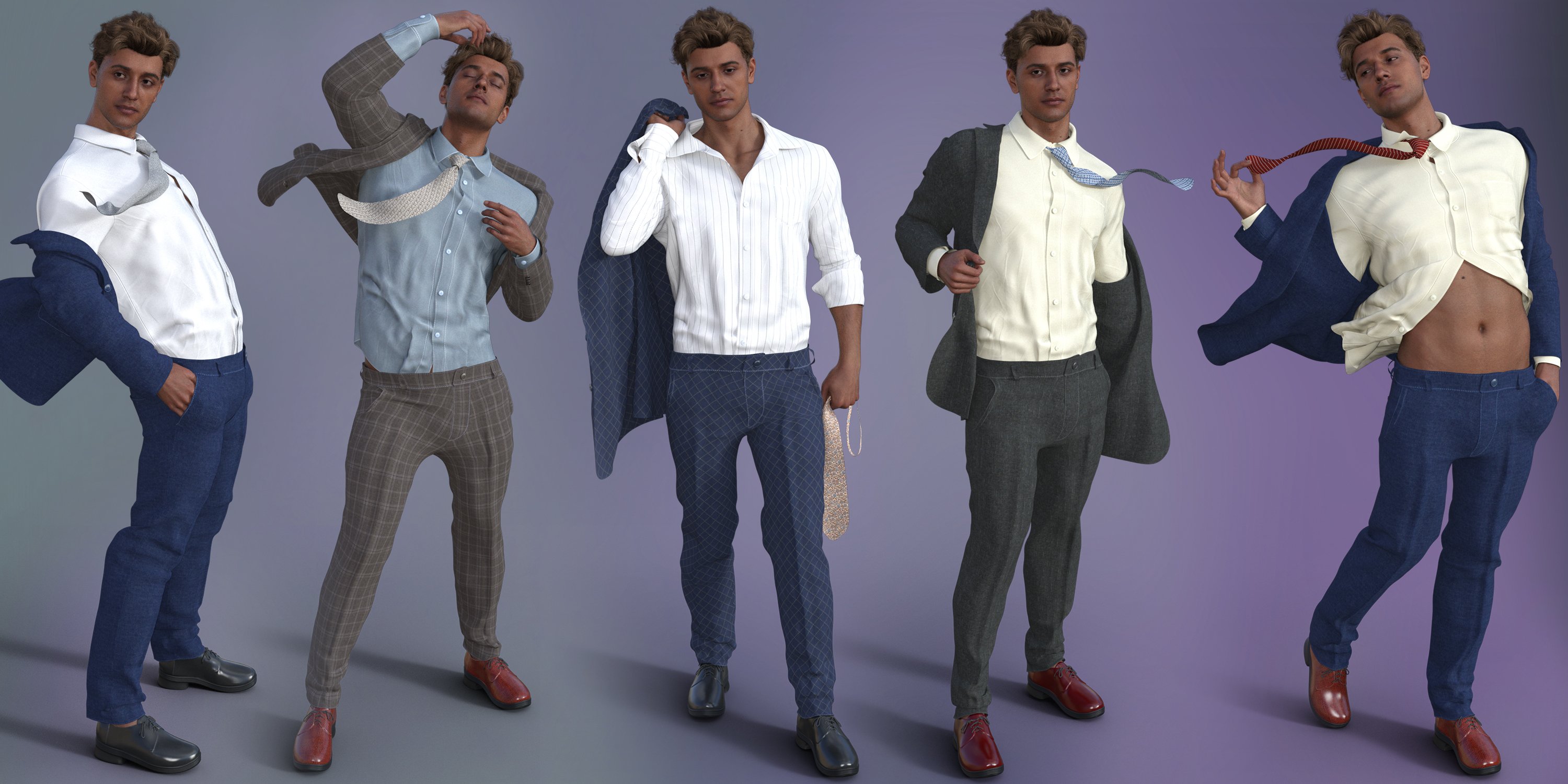 DForce BRZ Men’s Suits And Poses For Genesis 9 2026 - Free Daz 3D Models