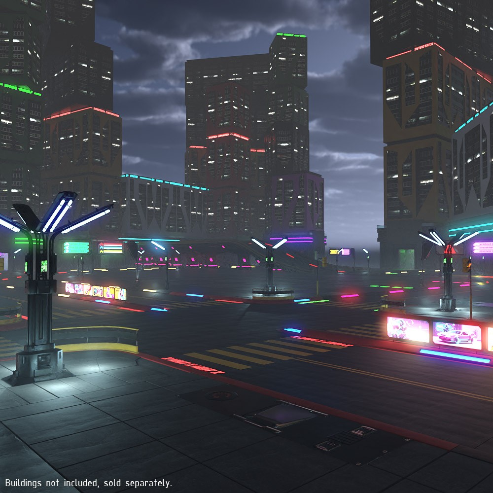 Cyberpunk Roads Kit For Daz Studio 2026 - Free Daz 3D Models
