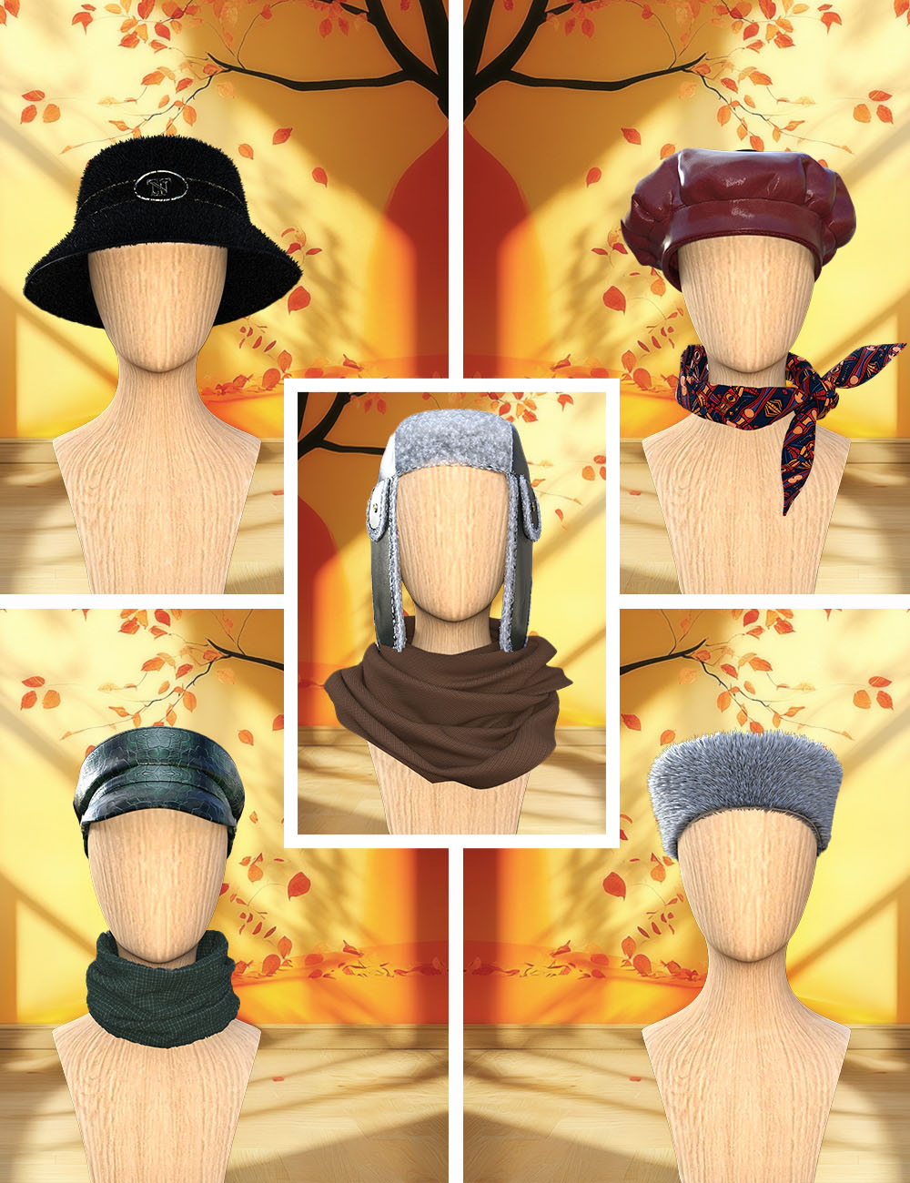 TN Winter Collection - Hats And Scarves For Genesis 8 Female & Genesis ...