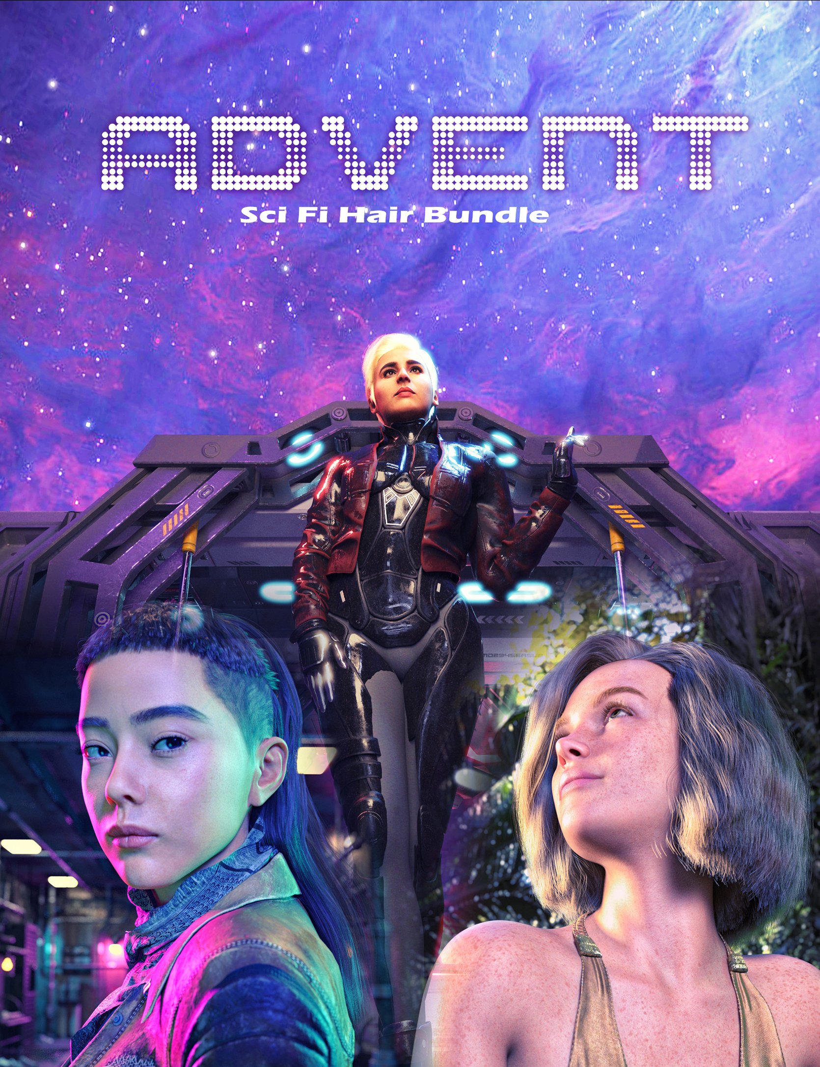 FE Advent Sci-Fi Hair 3-in-1 Bundle For Genesis 9 [Request]