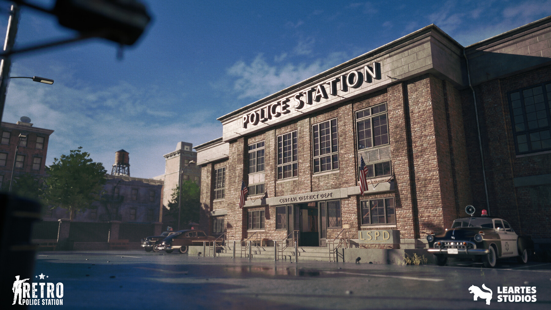 Retro Police Station Environment (LEARTES) UE5.0 2025 - Free Daz 3D Models