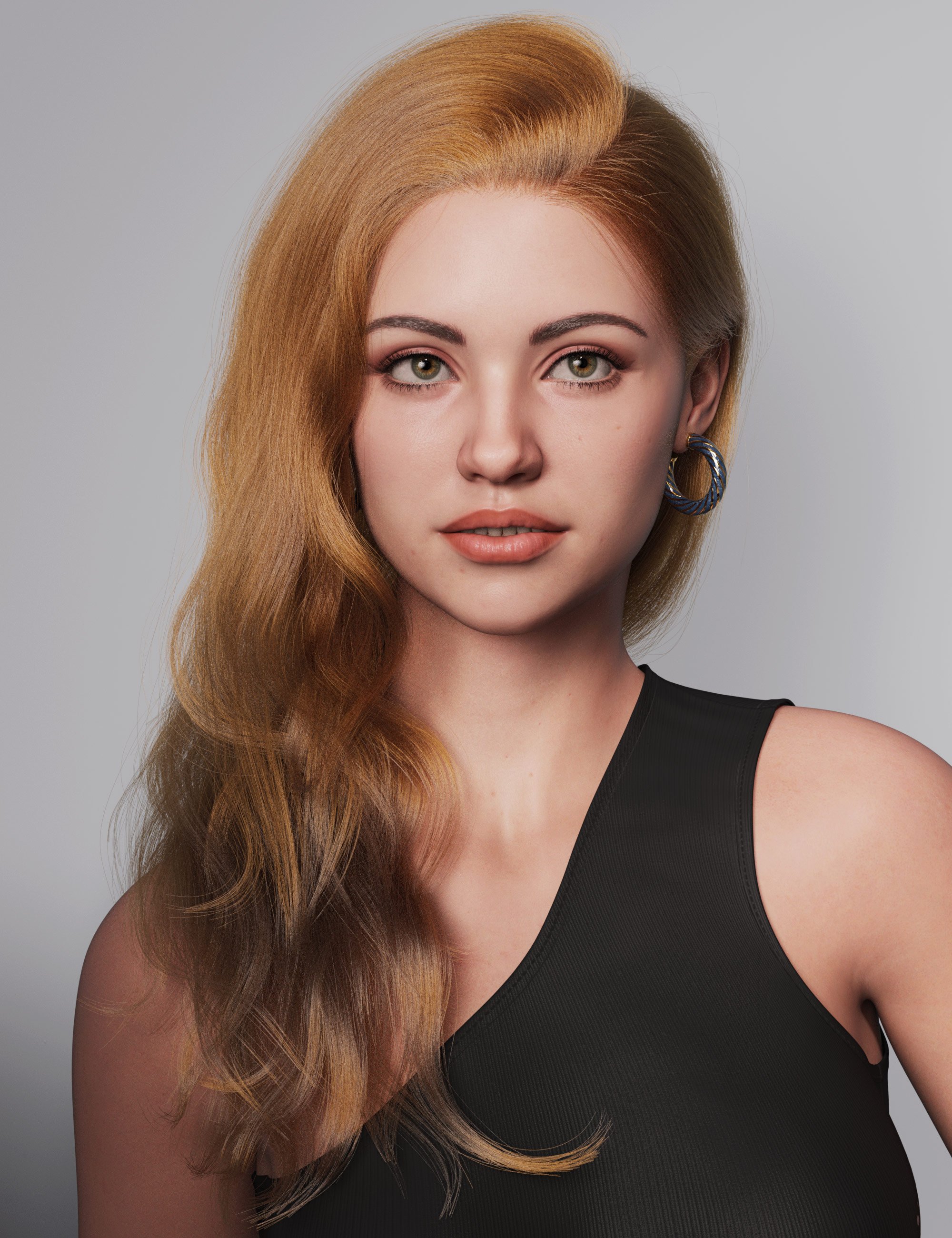 DForce Strand-Based Side Swept Glam Style Hair For Genesis 9 And ...