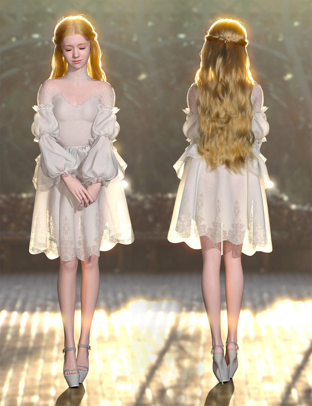 Princess Series Elven Hair And Dress Bundle 2025 - Free Daz 3D Models