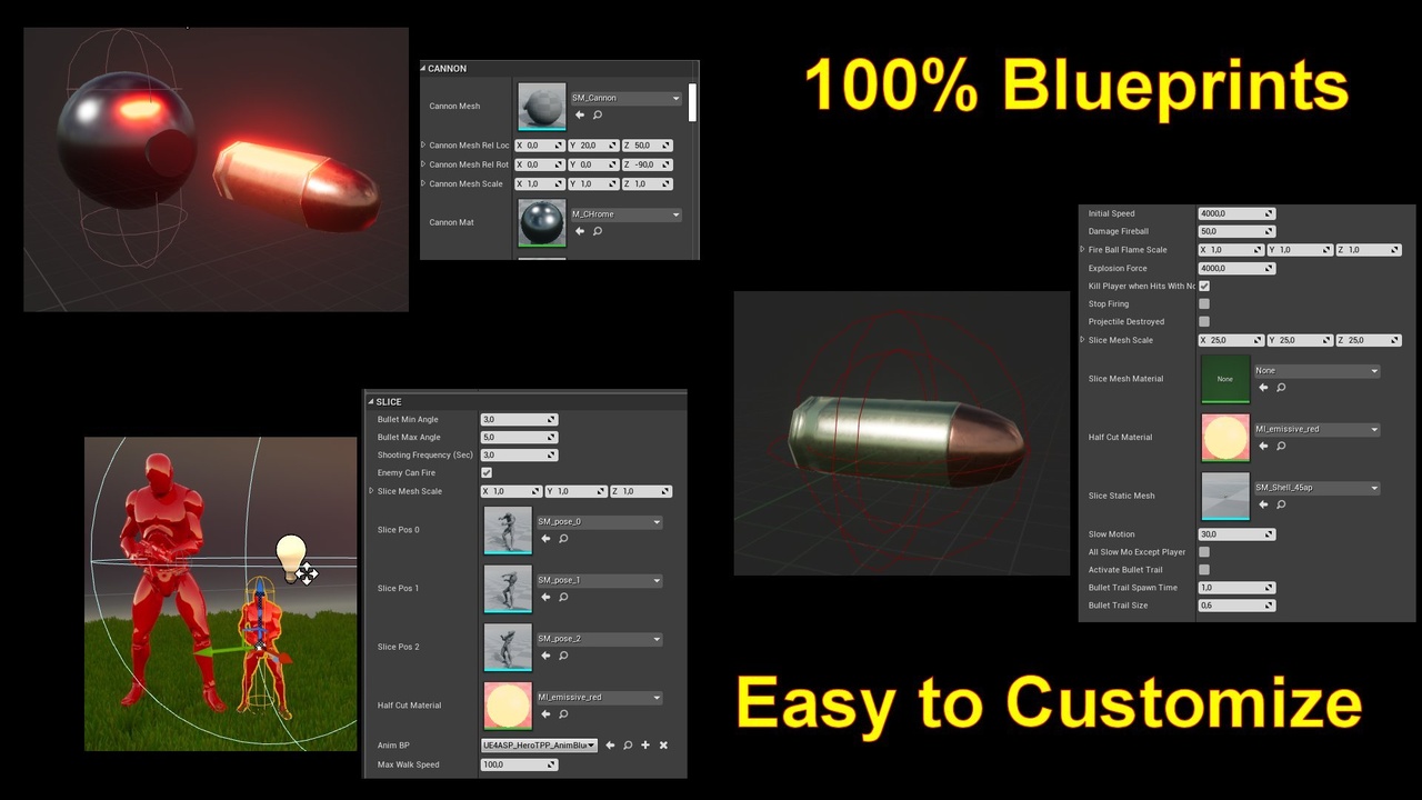Slice Mesh Shoot Matrix Slow Bullet UE5.4 2026 - Free Daz 3D Models