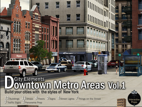 City Elements - Downtown Metro Areas Vol.1 2026 - Free Daz 3D Models