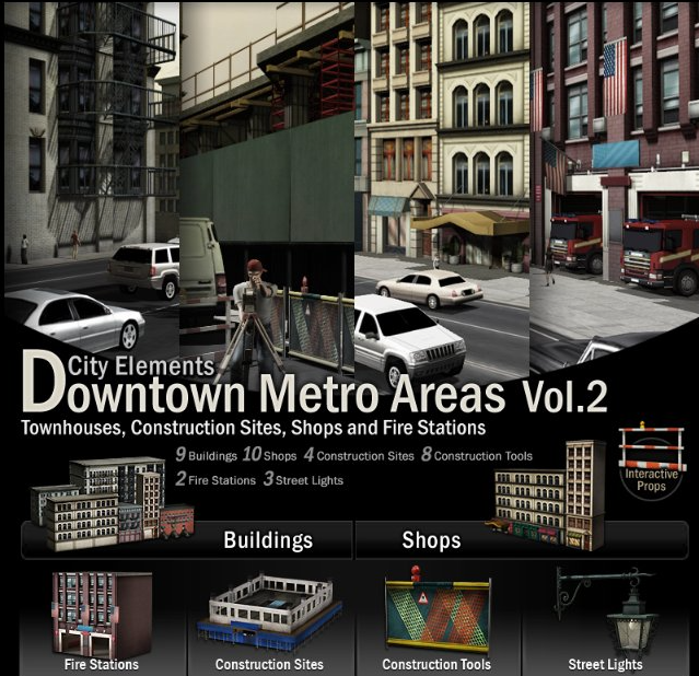 City Elements - Downtown Metro Areas Vol.2 2025 - Free Daz 3D Models