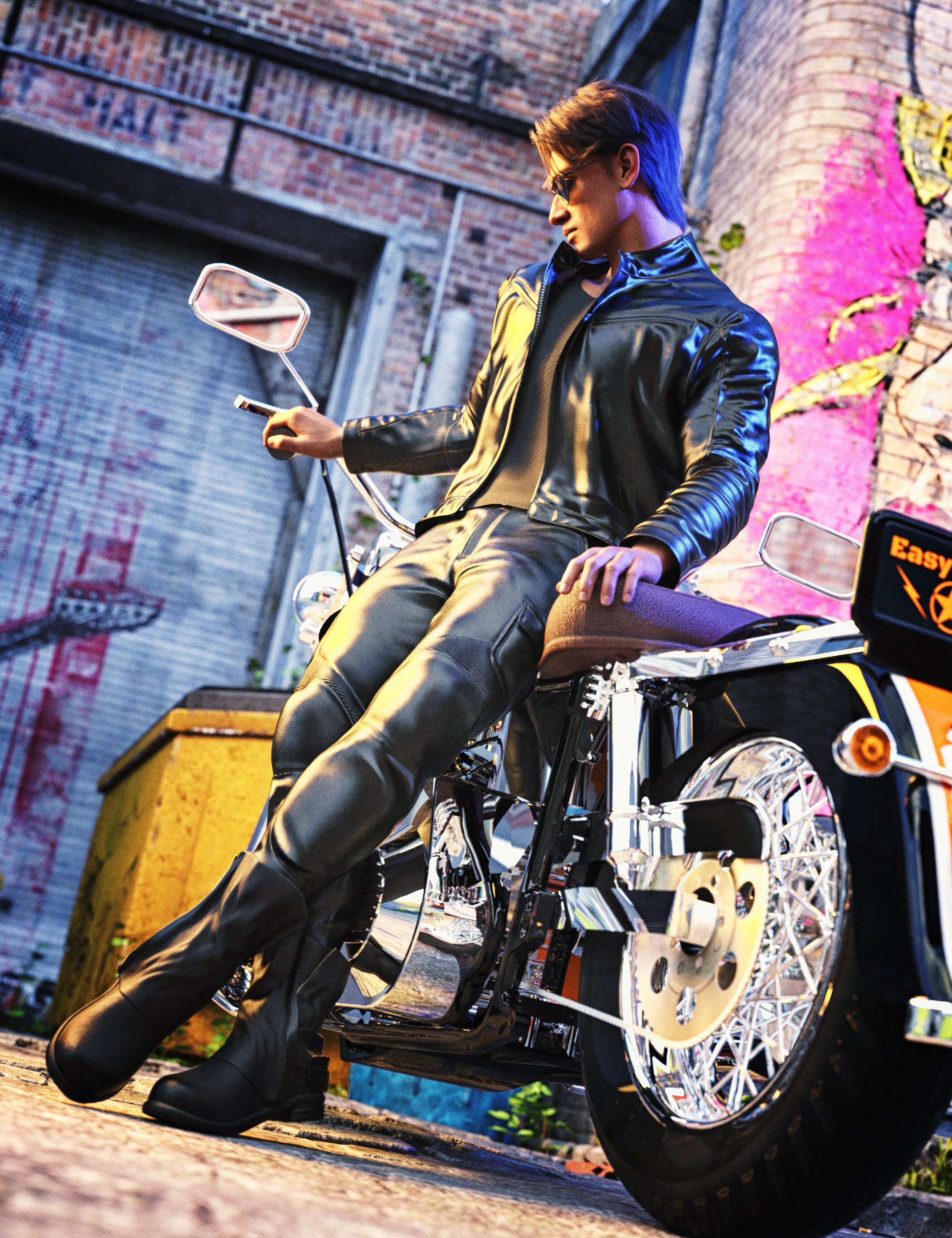 X-BIT Motorcycle Leather Suit Wanderer Bundle 2025 - Free Daz 3D Models