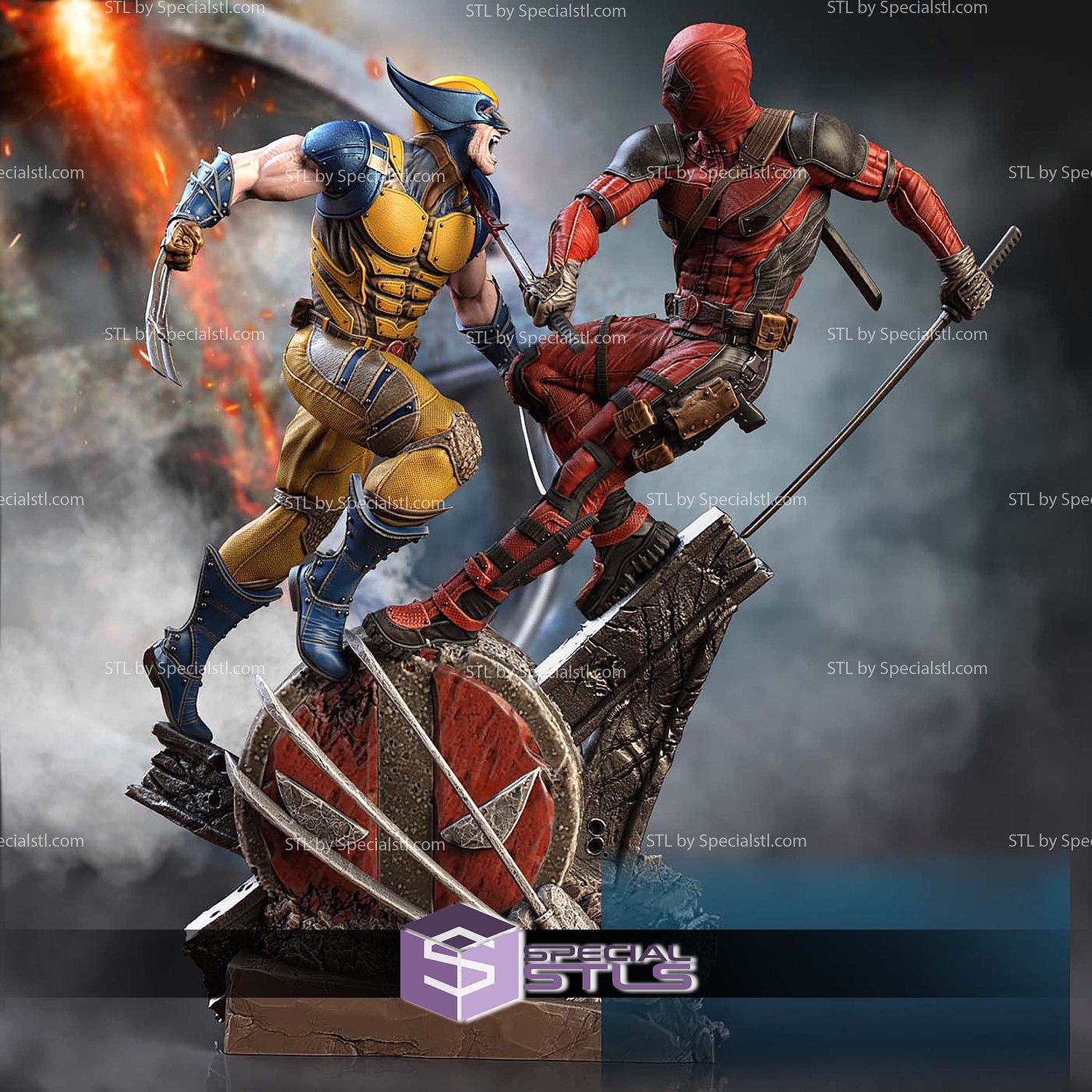 Wolverine VS Deadpool STL 3D Print 2025 - Free Daz 3D Models