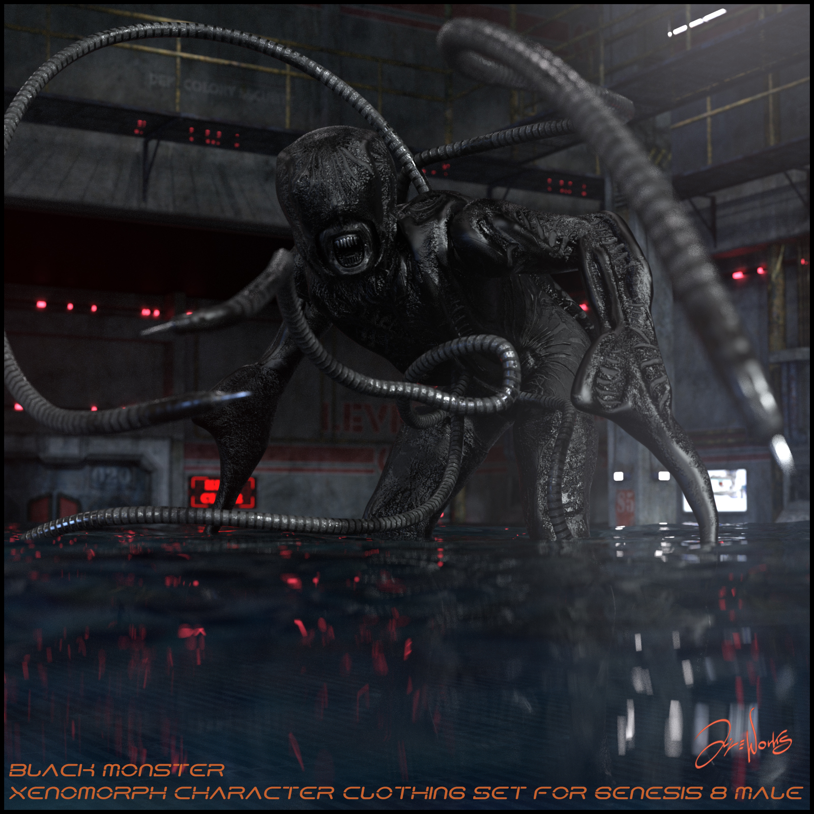 Black Monster Xenomorph Character And Clothing For Genesis 8 Male 2026 ...