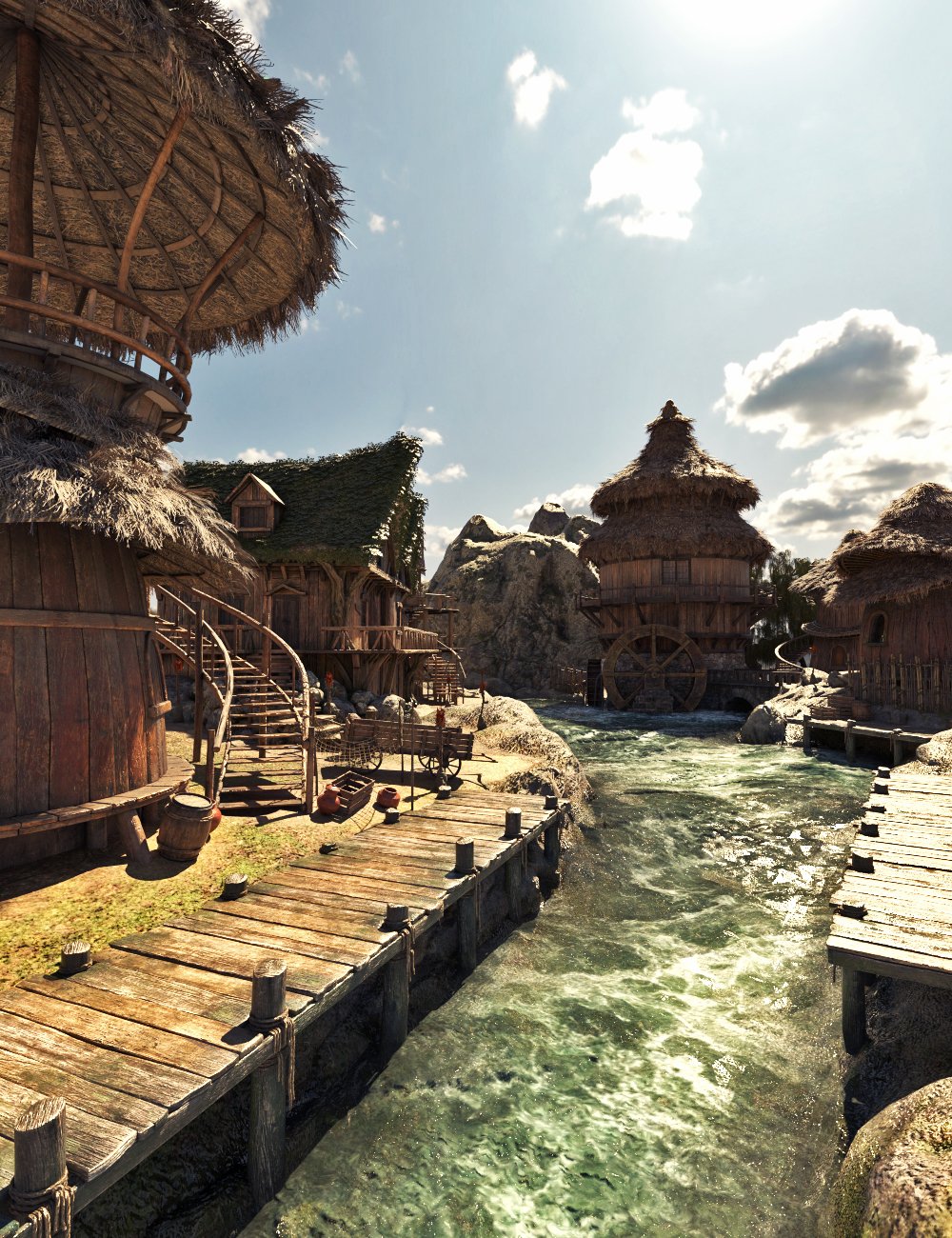 XI Fantasy River Village 2025 - Free Daz 3D Models