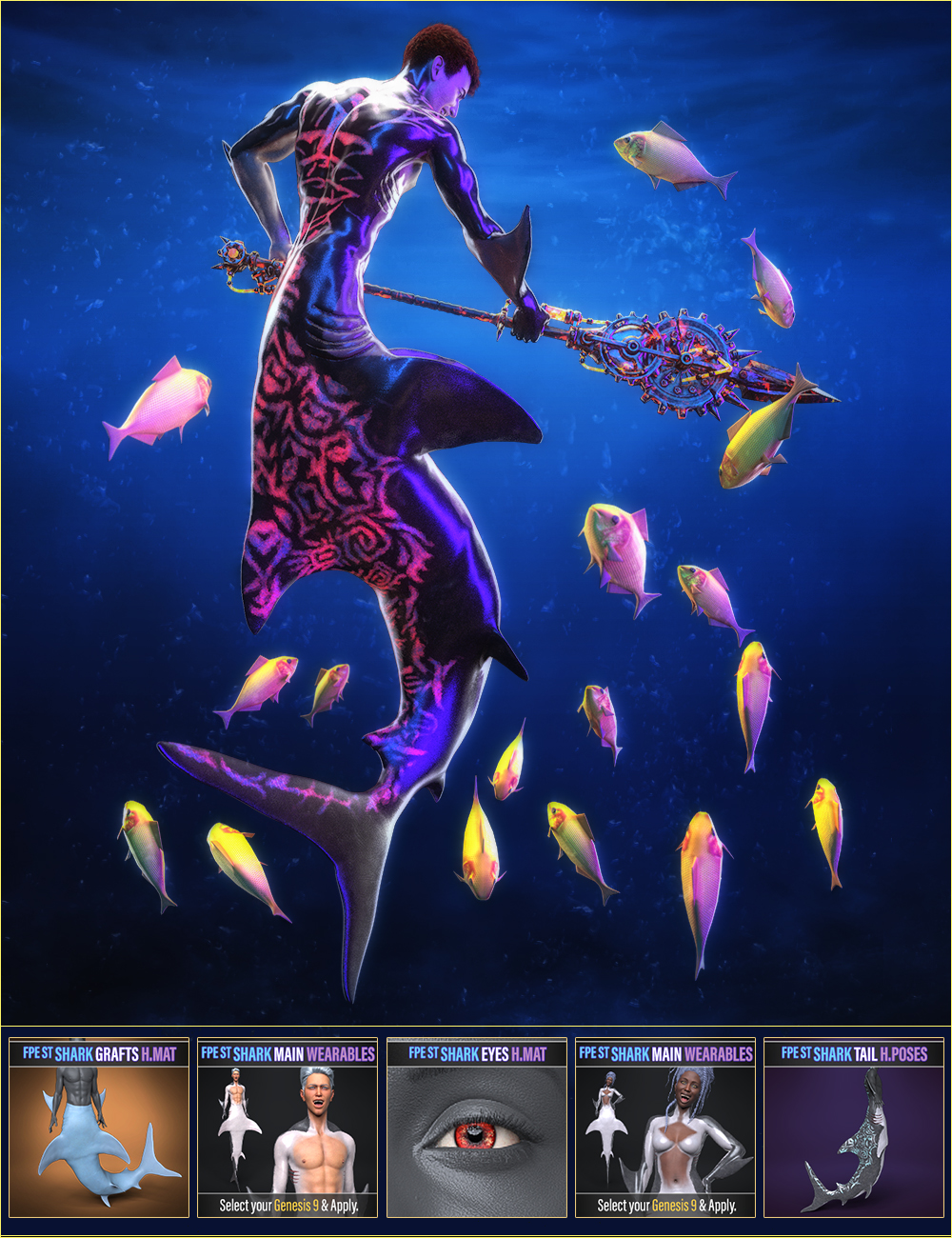 FPE Shark Tail For Genesis 9 2026 - Free Daz 3D Models