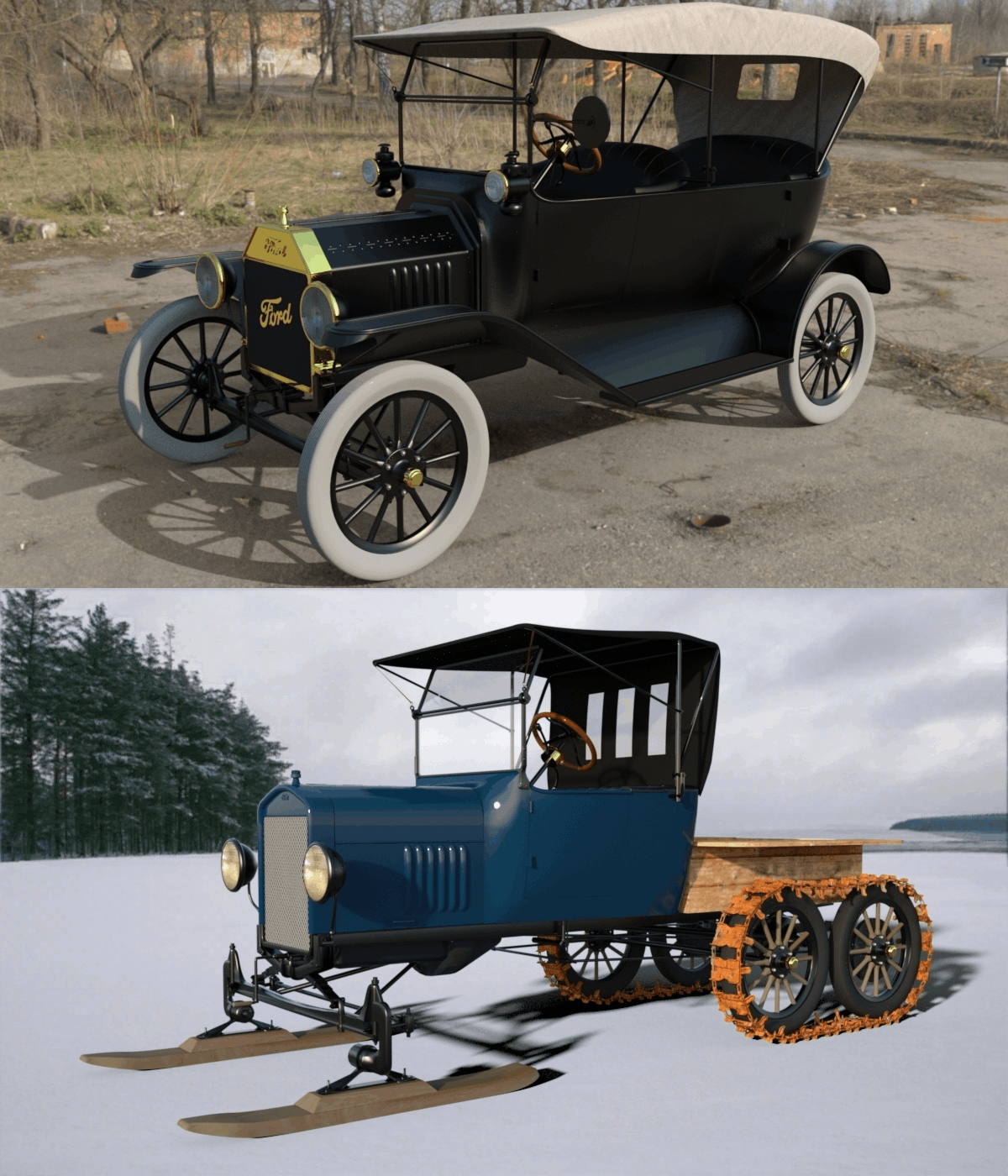 FORD T BUNDLE 01 For DAZ Studio 2026 - Free Daz 3D Models