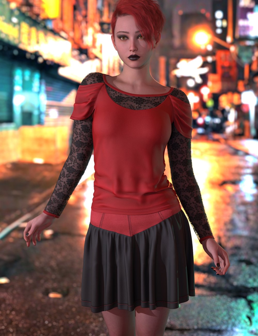DForce LV Emo Style Outfit For Genesis 9 2026 - Free Daz 3D Models