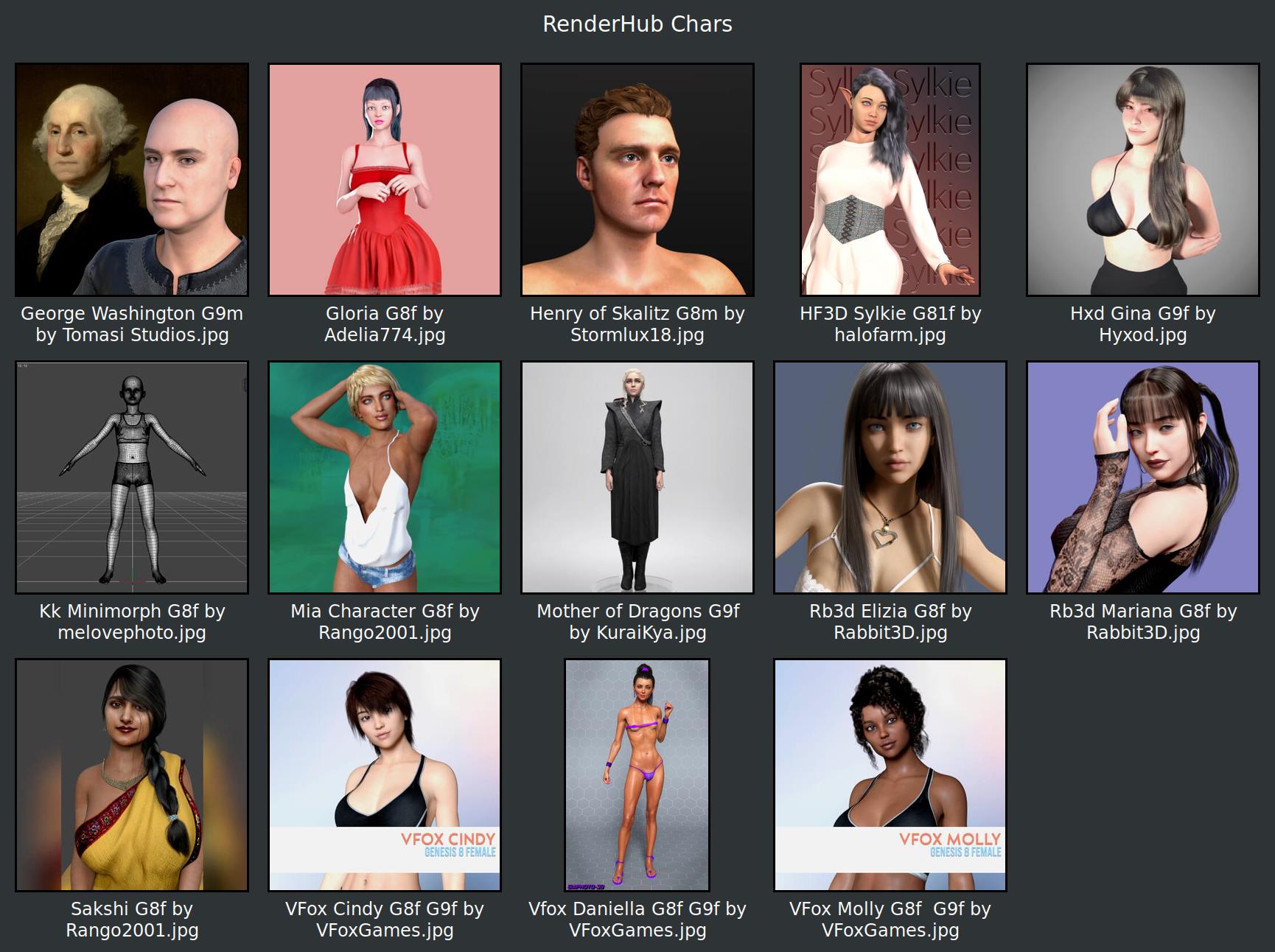 RenderHub Free Chars (FREE) 2025 - Free Daz 3D Models