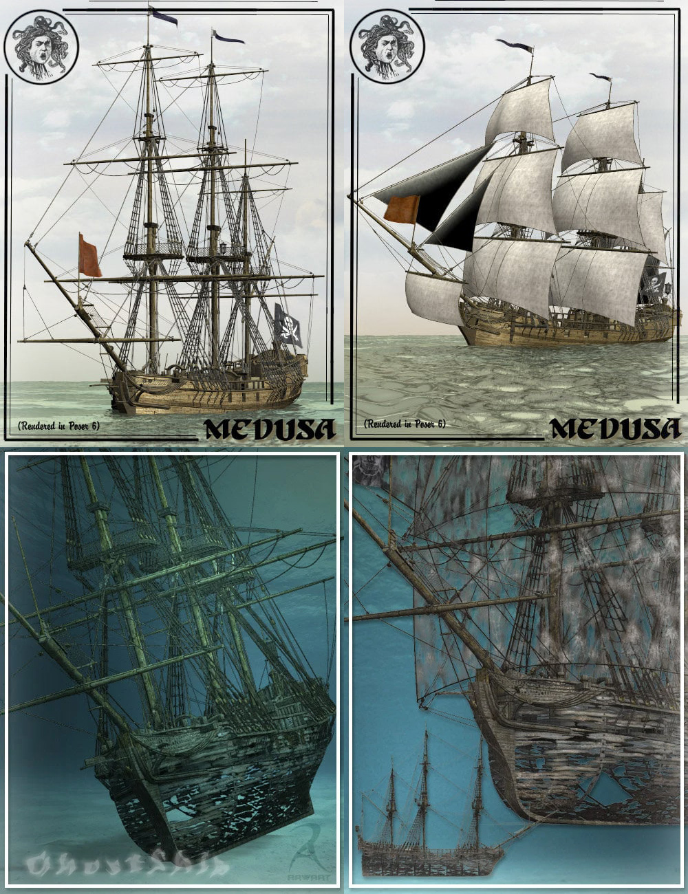 Medusa And Ghost Ship 2025 - Free Daz 3D Models