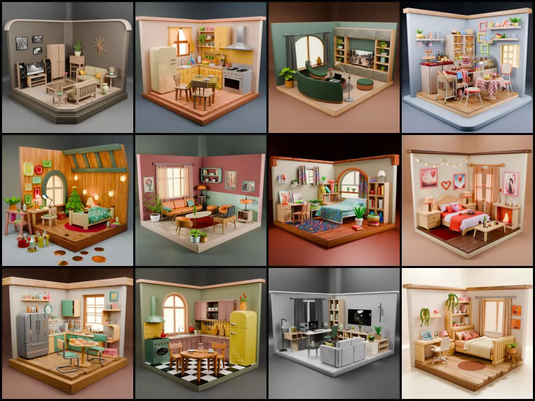 Isometric Rooms Collection 2025 - Free Daz 3D Models