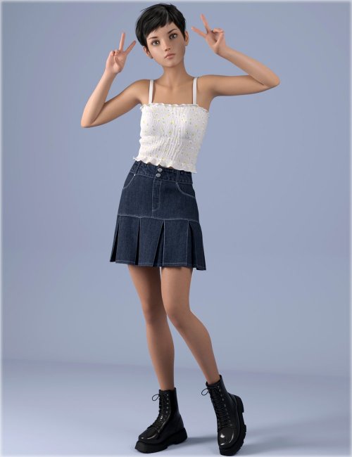 DForce HnC Pleated Denim Skirt Outfit For Genesis 8.1 Females 2025 ...