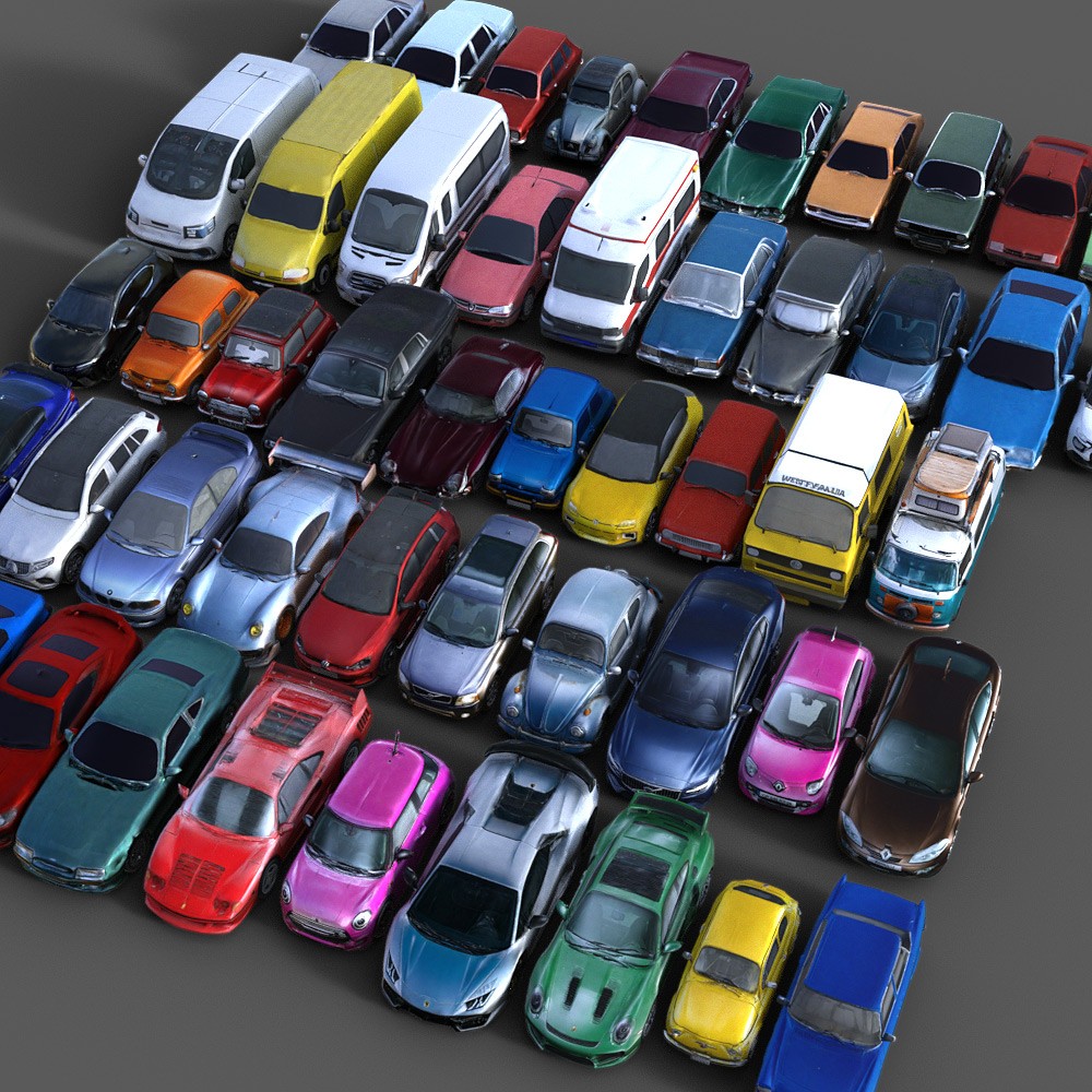 50 LowRez-European Cars For Daz Studio 2025 - Free Daz 3D Models