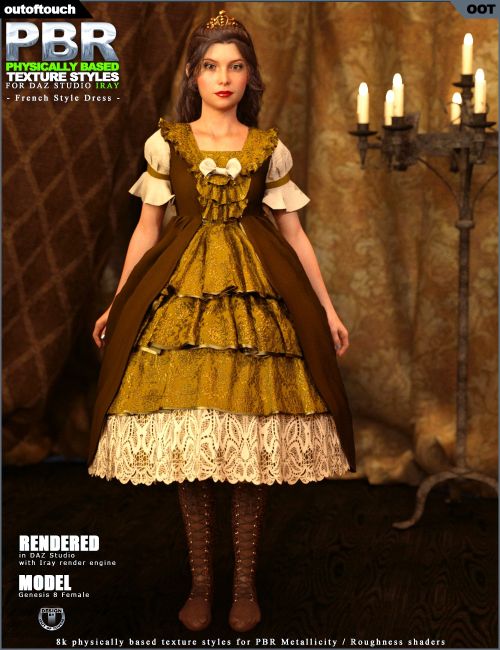 OOT PBR Texture Styles For French Style Dress 2026 - Free Daz 3D Models