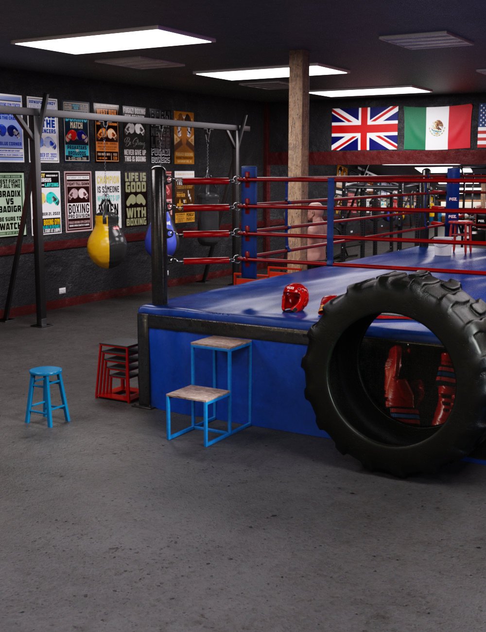 FG Tough Boxing Gym DS 2025 - Free Daz 3D Models