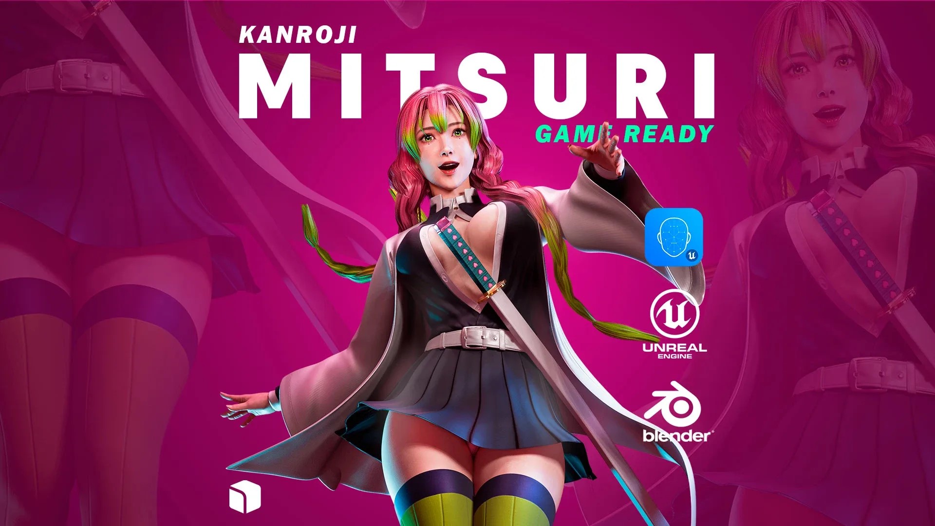 [R2 Studio] Mitsuri Kanroji - Demon Slayer - Blender - UE4 VR / AR / Low-poly 3d Model 2025 ...