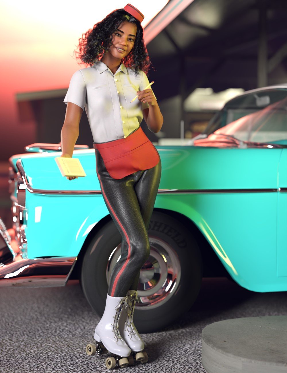 DForce Retro Carhop Outfit For Genesis 9 And Genesis 8 Female 2025 ...