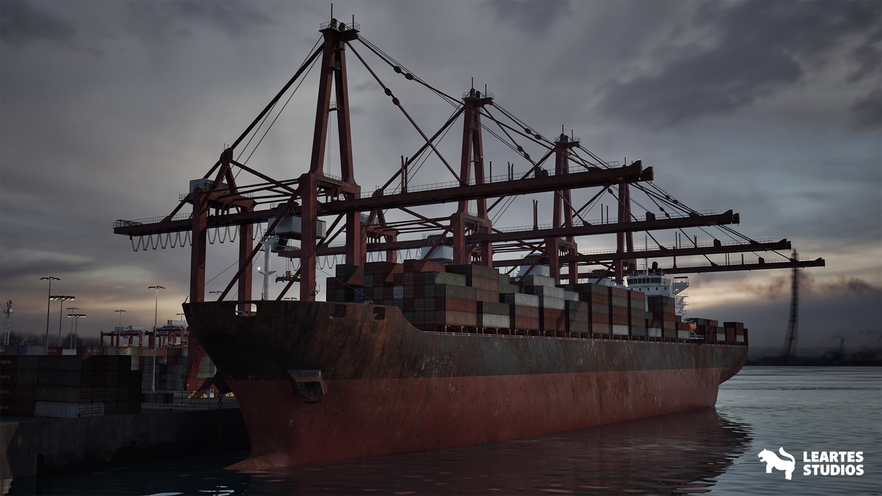 Container Port Environment ( Shipping Port Cargo Ship Harbor Dock ...