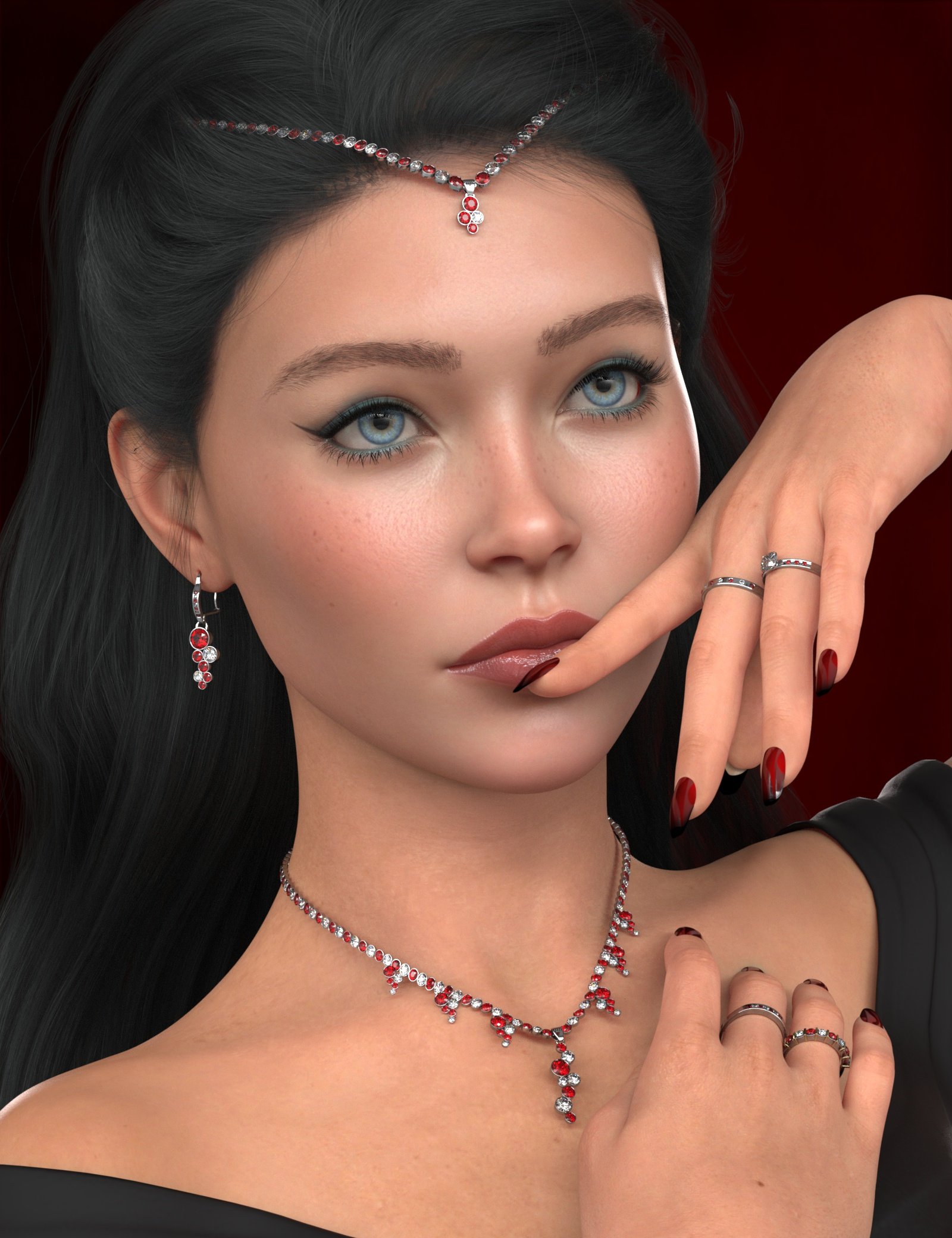 Bedazzled Jewelry Set For Genesis 9 2025 - Free Daz 3D Models
