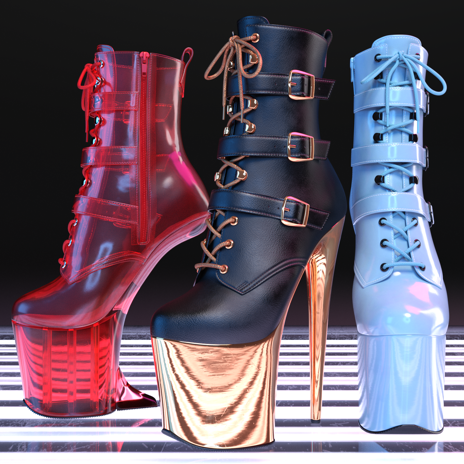 Extreme Platform Ankle Boots - Free Daz 3D Models
