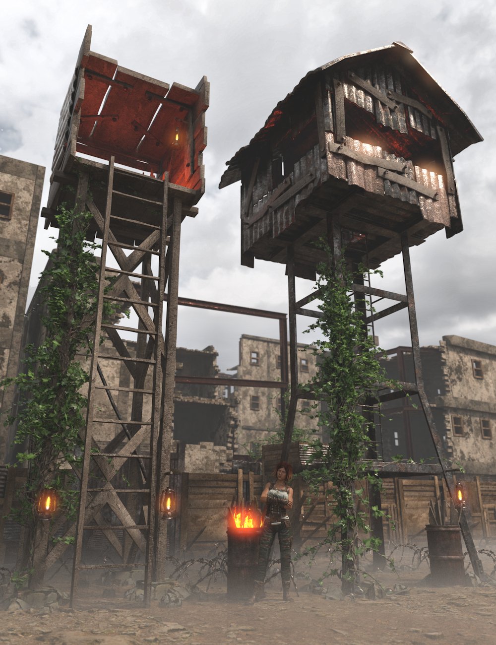 Post Apocalyptic Watchtowers 1 2025 - Free Daz 3D Models