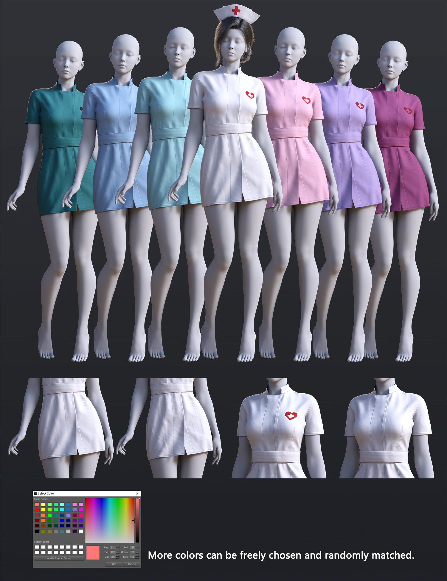 DForce BS Nurse Uniform Outfit For Genesis 9 2026 - Free Daz 3D Models