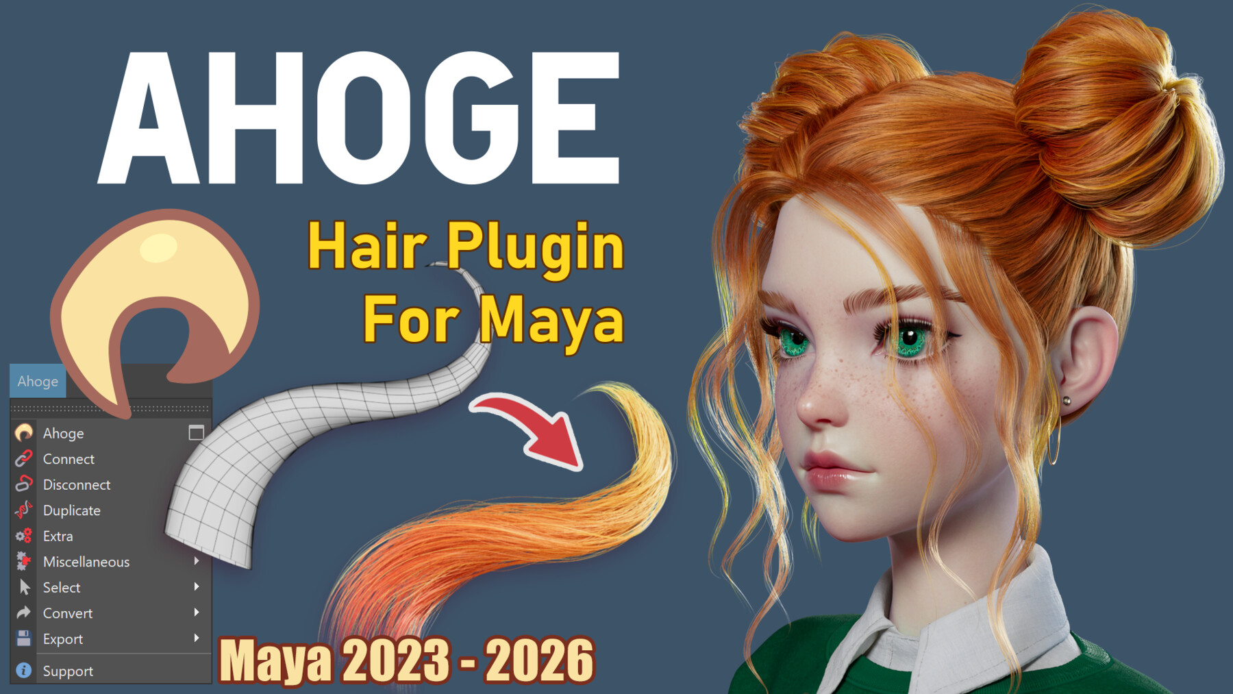 Ahoge 0.9.2 • Hair Plugin For Maya 2026 - Free Daz 3D Models