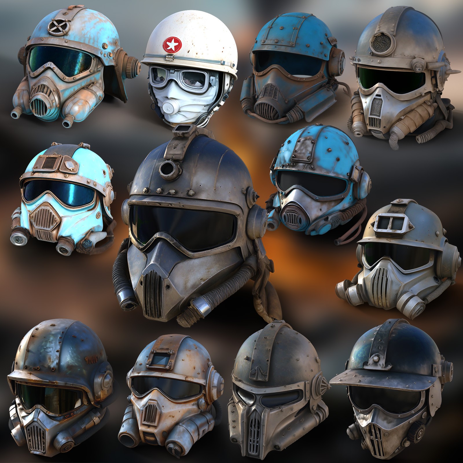 Post Apocalyptic Helmets 2026 - Free Daz 3D Models