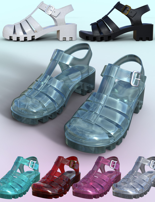 90s Jelly Sandals For Genesis 8 Females (Repost) 2025 - Free Daz 3D Models