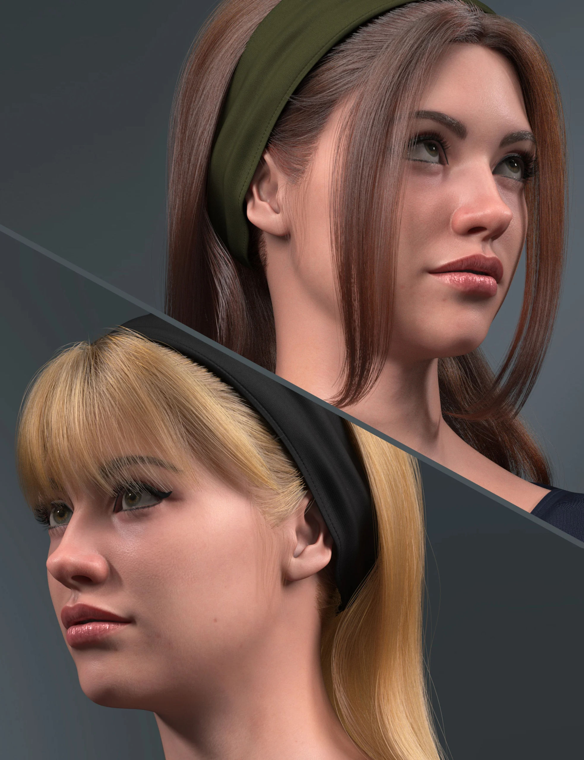 DForce Strand-Based 2-in-1 Long Hair With Headband For Genesis 9 [Request]