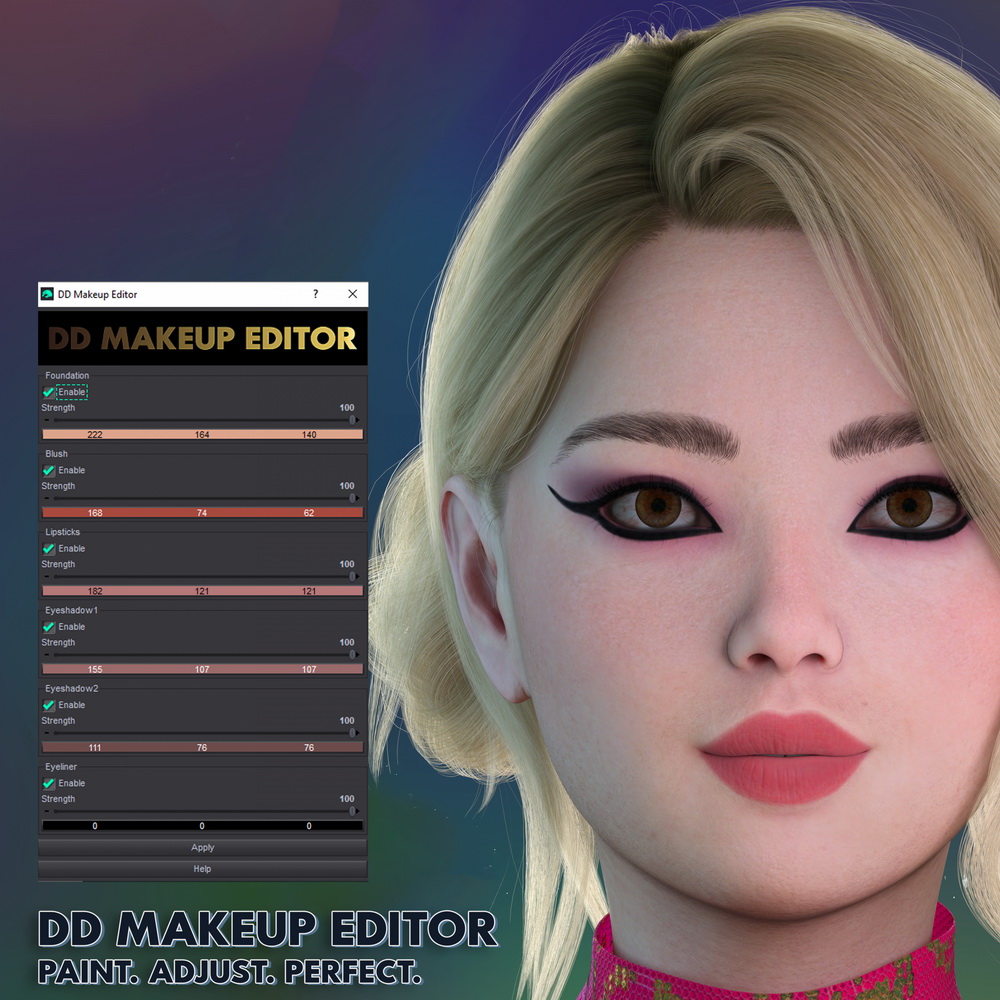 DD Makeup Editor - PBR Skin Makeup Tool For Genesis 9 Female [Request]