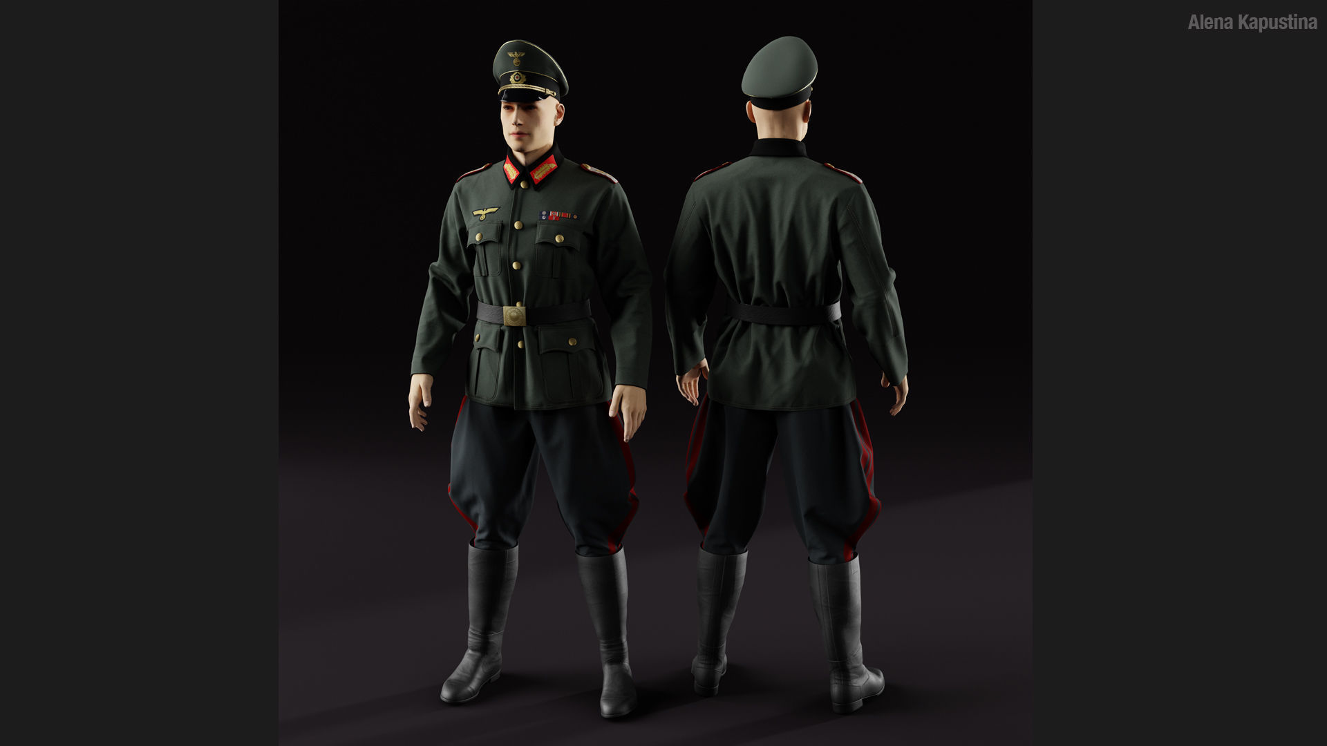 Marvelous Designer German Officer's Uniform 2026 - Free Daz 3D Models