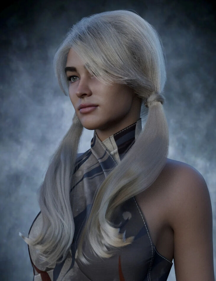 DForce Jolyene Low Piggy Tails Set For Genesis 9 2026 - Free Daz 3D Models