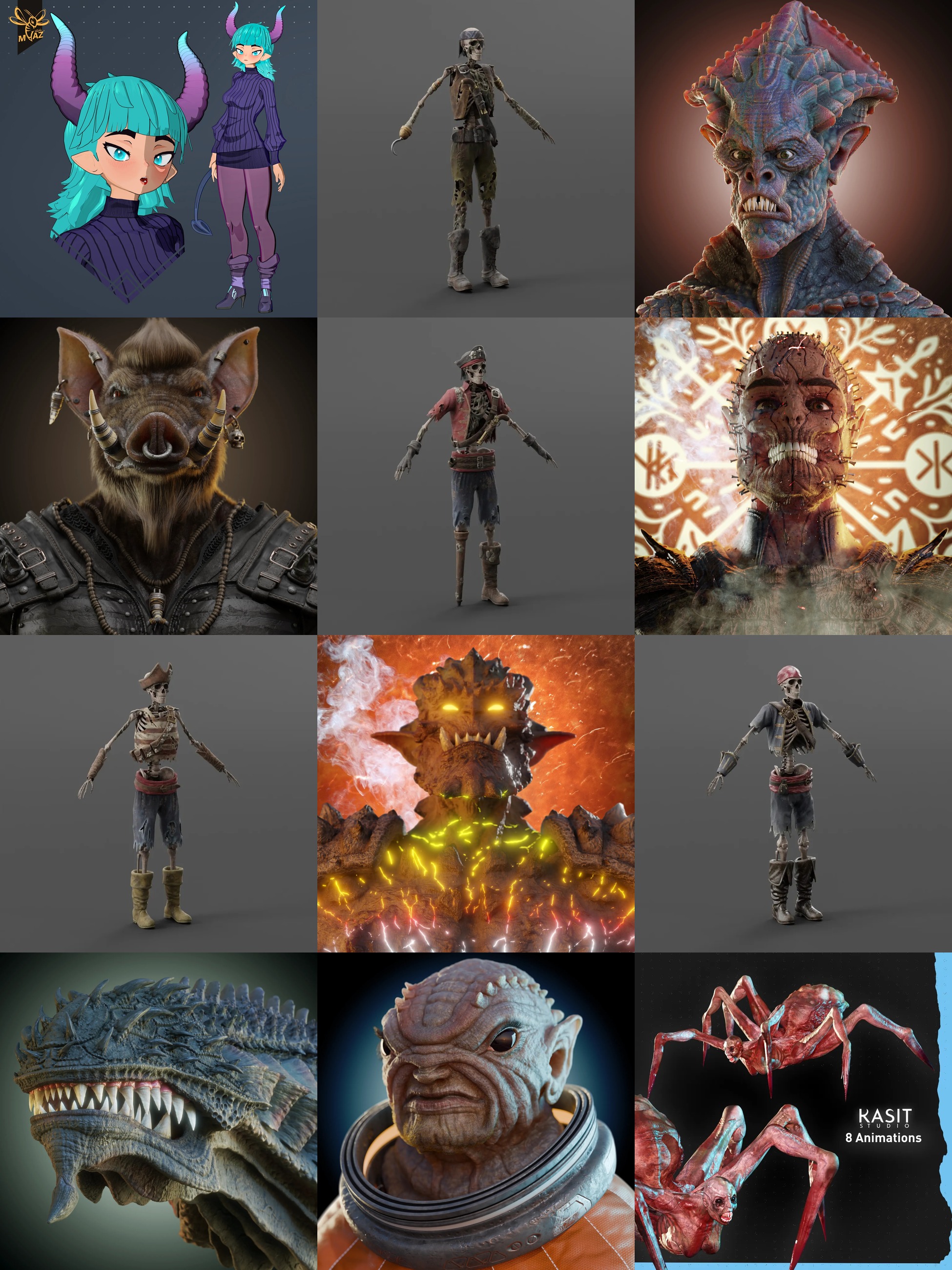 [Blender] BlenderKit Monsters Pack 2 2026 - Free Daz 3D Models