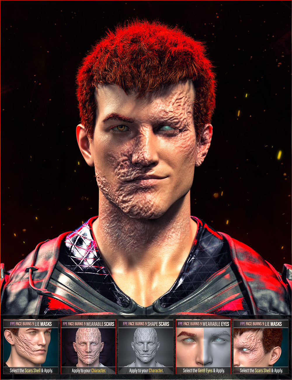 FPE HD Face Burns For Genesis 9 2026 - Free Daz 3D Models