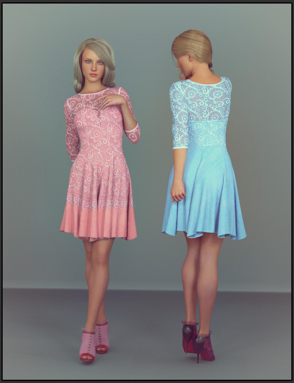 DForce Pretty Lace Outfit For Genesis 8 Females 2026 - Free Daz 3D Models