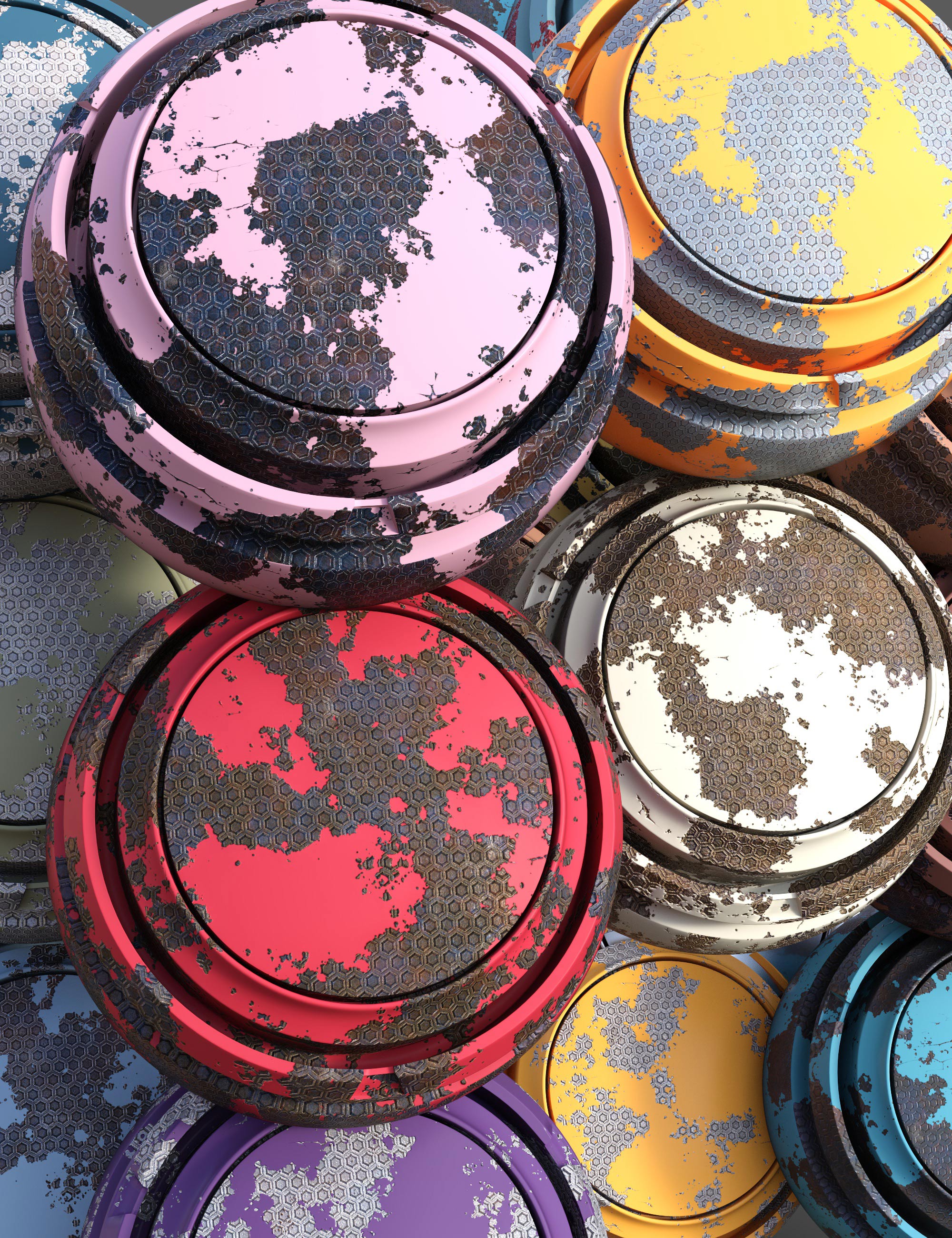Painted Hex Metal Iray Shaders 2026 - Free Daz 3D Models