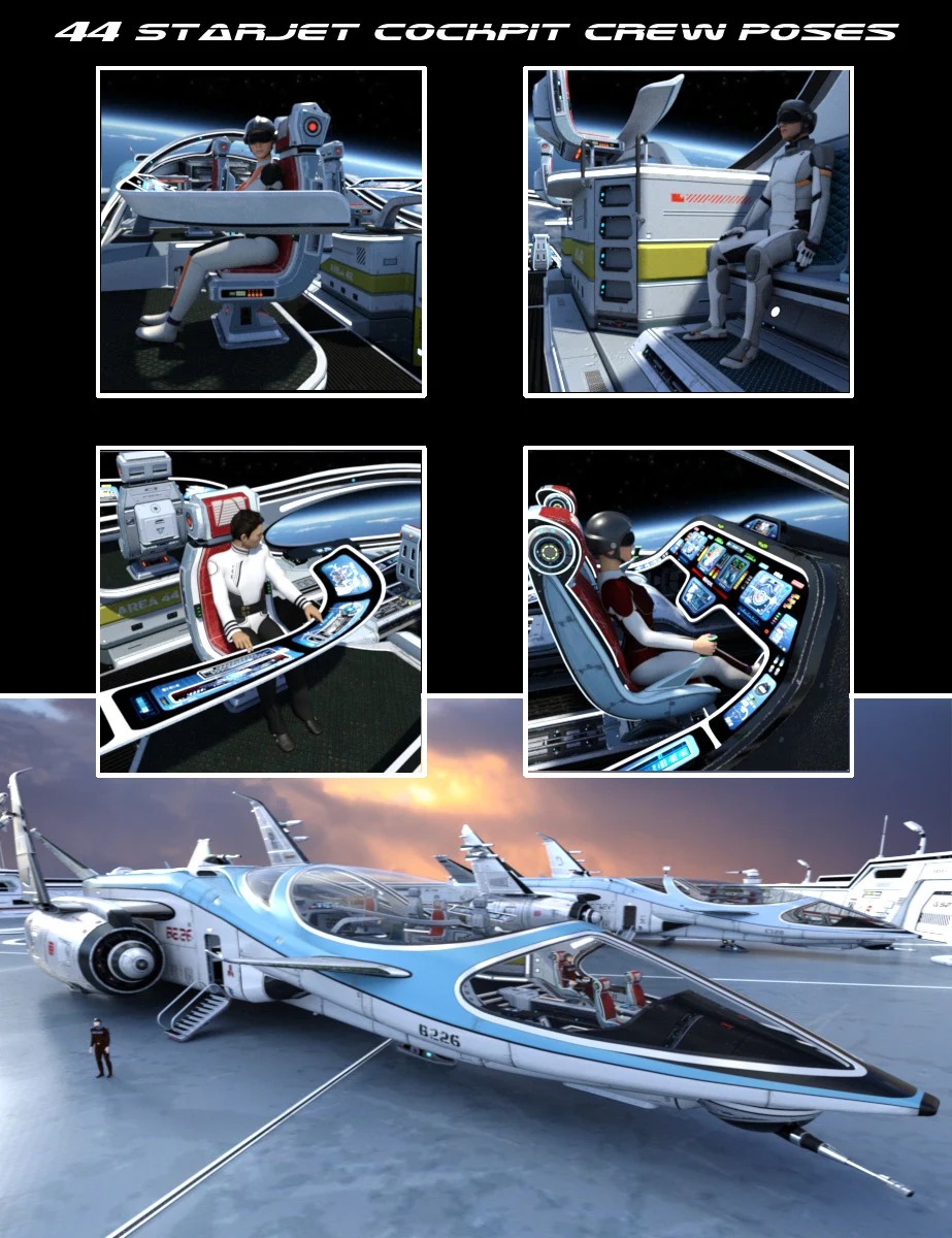 StarJet Cockpit Crew Poses 2026 - Free Daz 3D Models