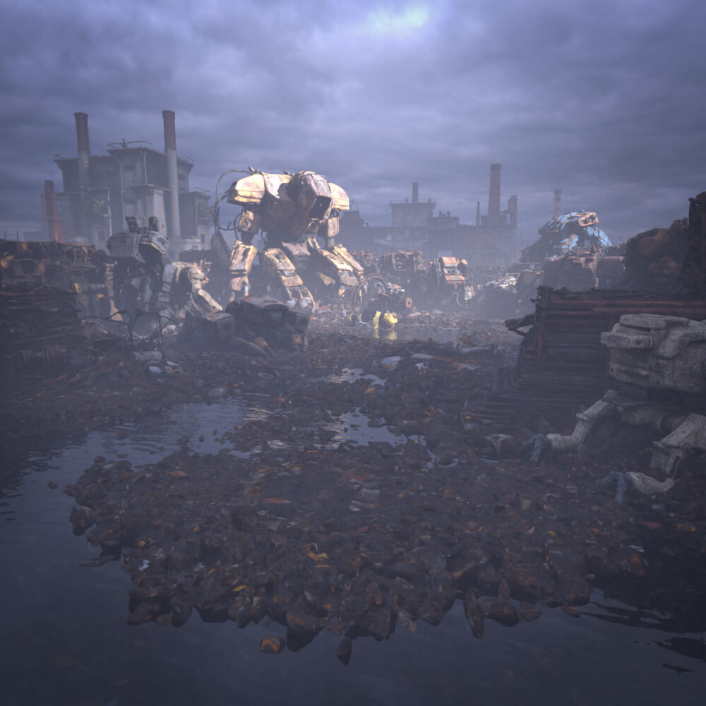 Mech Scrap Yard - DAZ Studio (Made With AI) [Request]