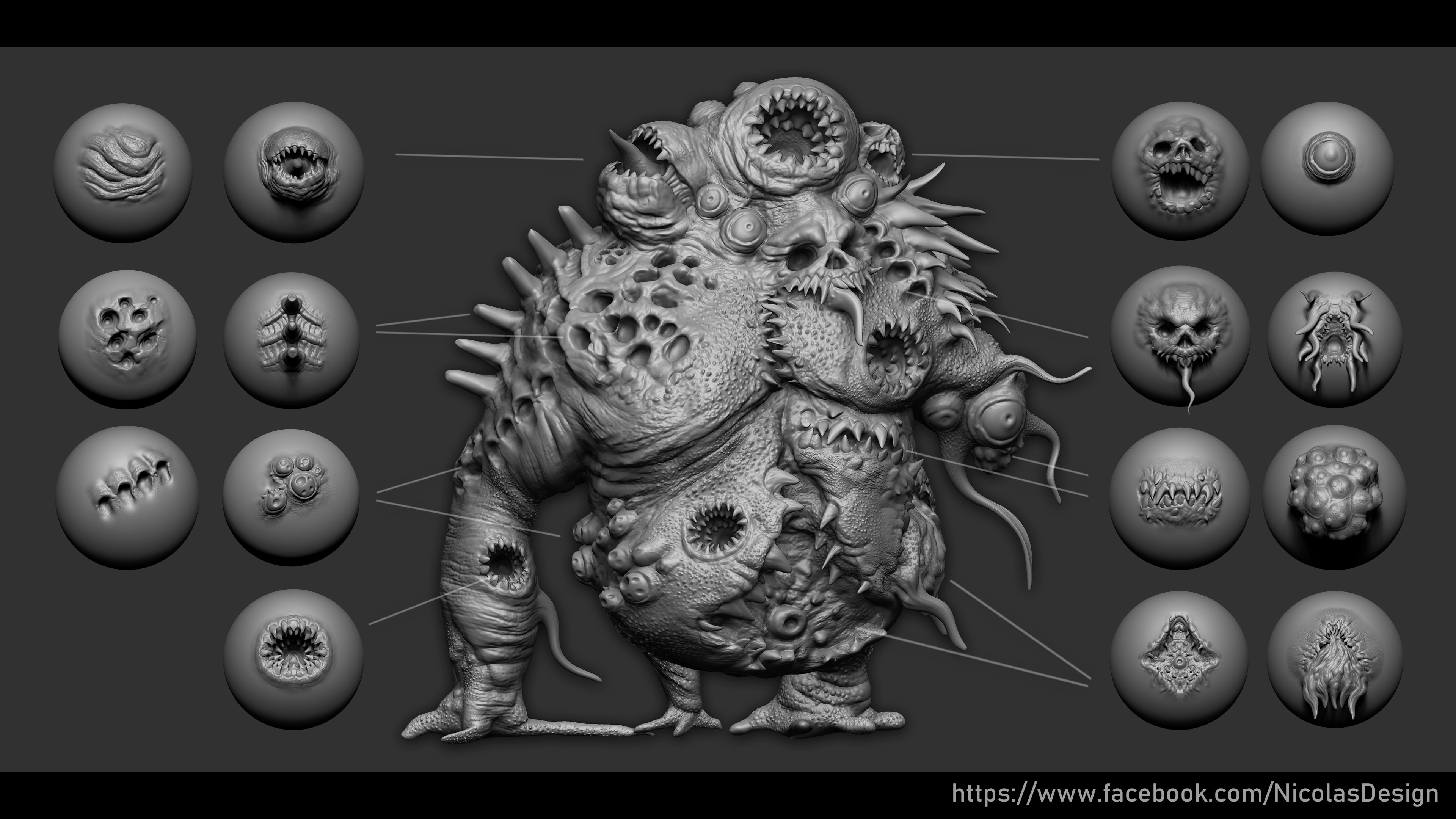 Zbrush + Blender - 40 Horror VDM Brush 2026 - Free Daz 3D Models