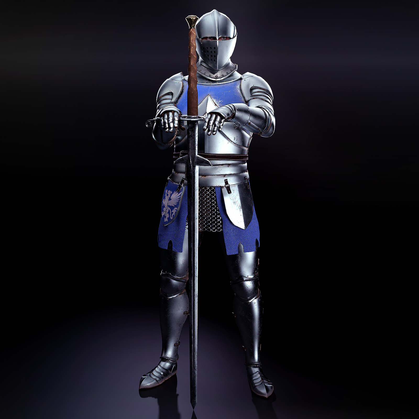 Azure Crest Knight Armor Set For Genesis 9 Male And Female [Request]