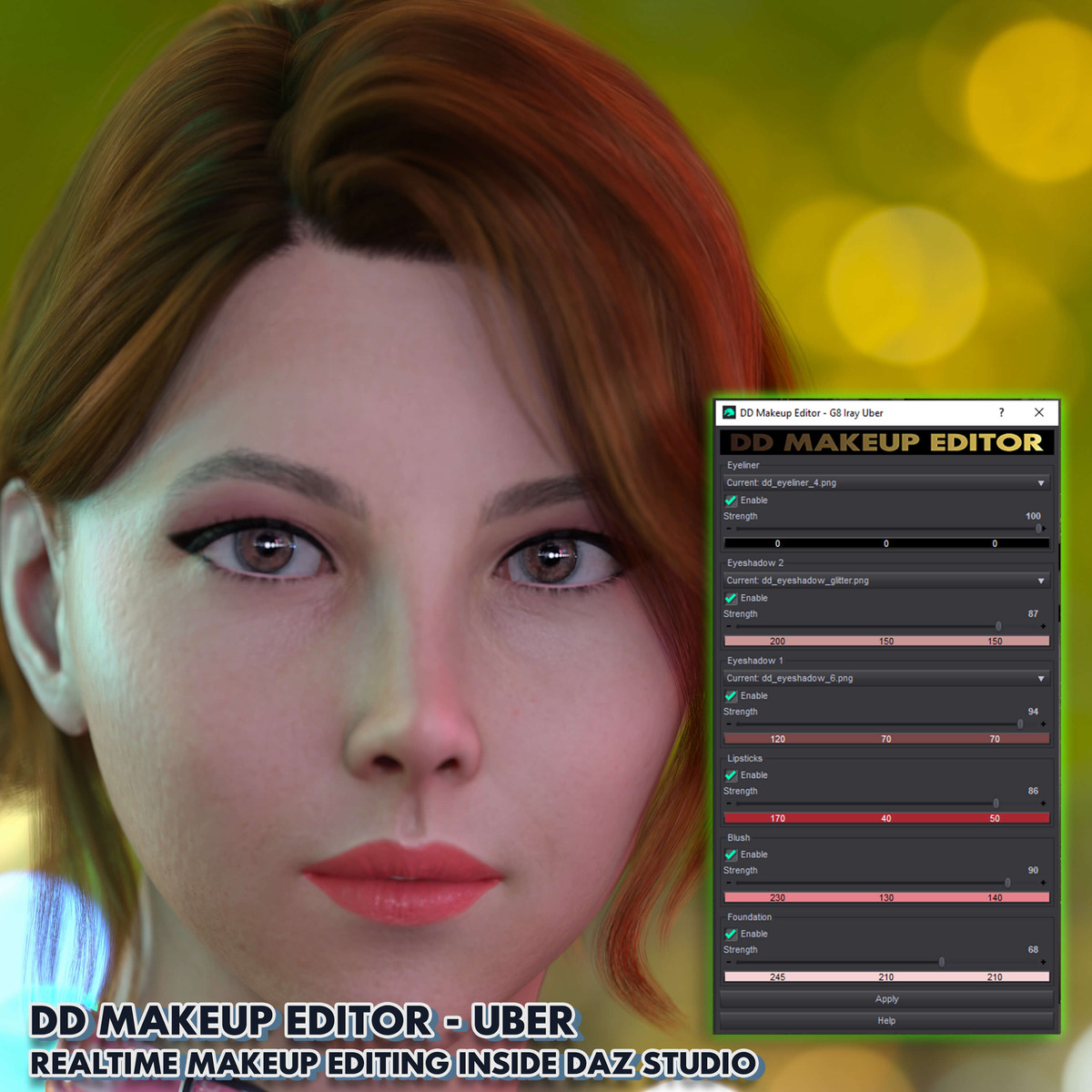 DD Makeup Editor – Iray Uber Skin Makeup Tool For G8F [Request]